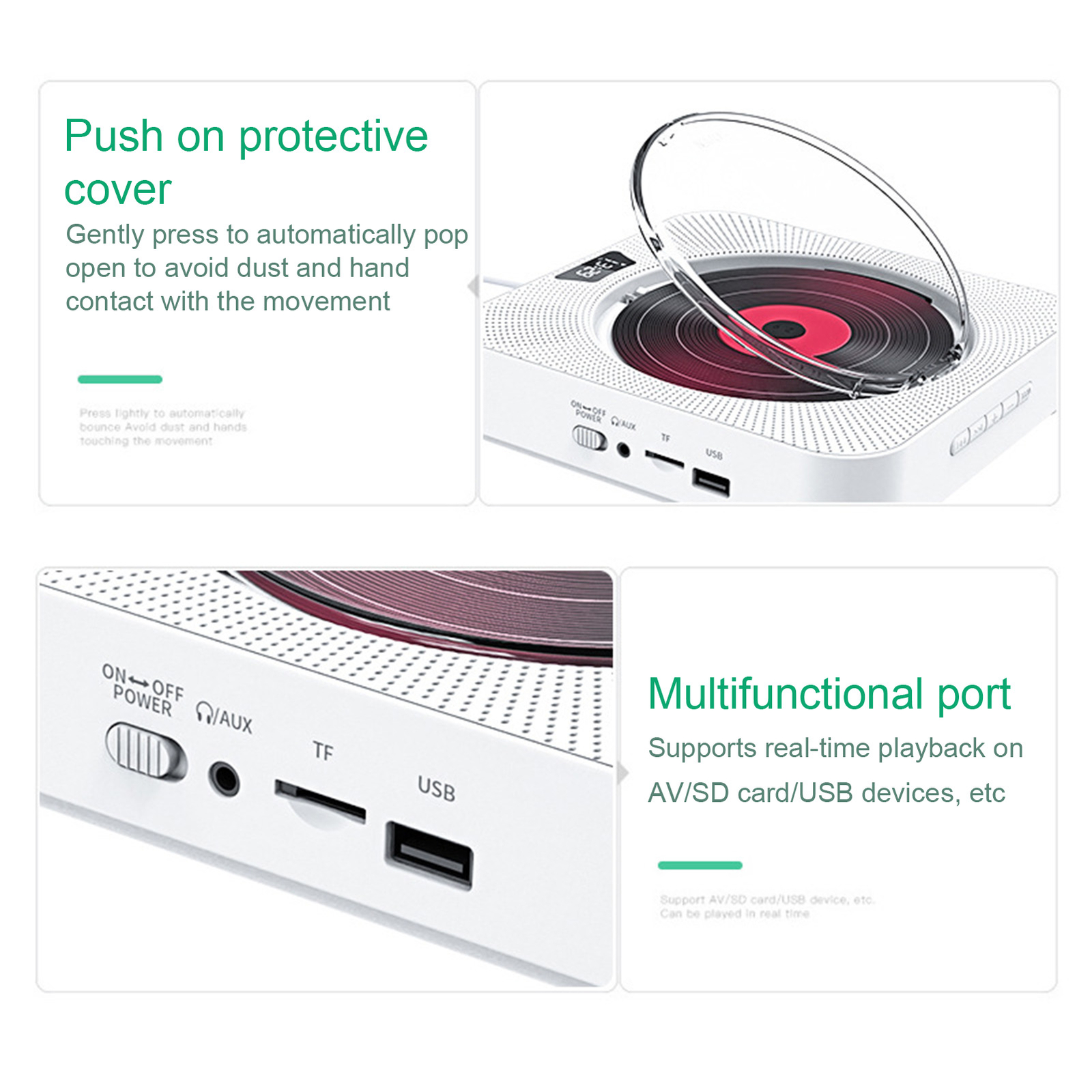 1 Set Compact Disk Player Disc /tf Repeat Study Fm Radio Compact Disk ...