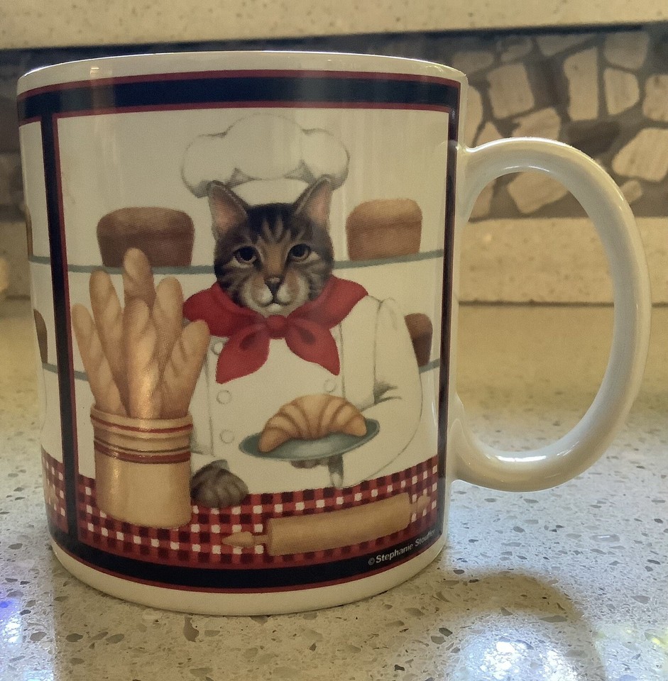 Set Of 4 “GOURMET CATS” Mugs By SAKURA, Design By Stephanie Stouffer | eBay