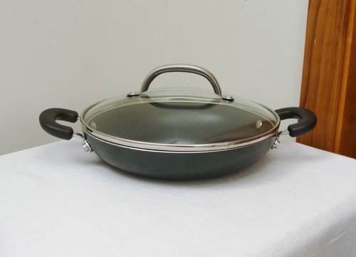 Cooks Essentials 10 in. Green 2 Handled Everyday Pan Skillet with Cover ...