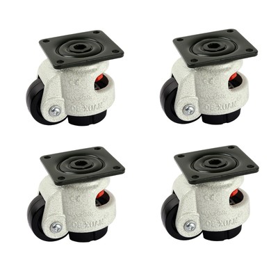 4 Pack Retractable Leveling Machine Casters w/ Nylon Wheel & Rubber ...
