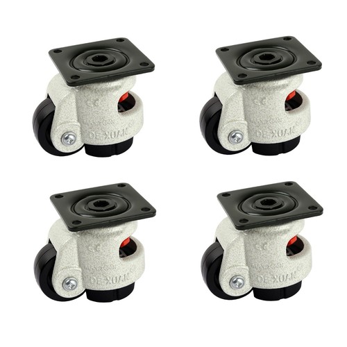 4 Pack Retractable Leveling Machine Casters w/ Nylon Wheel & Rubber ...