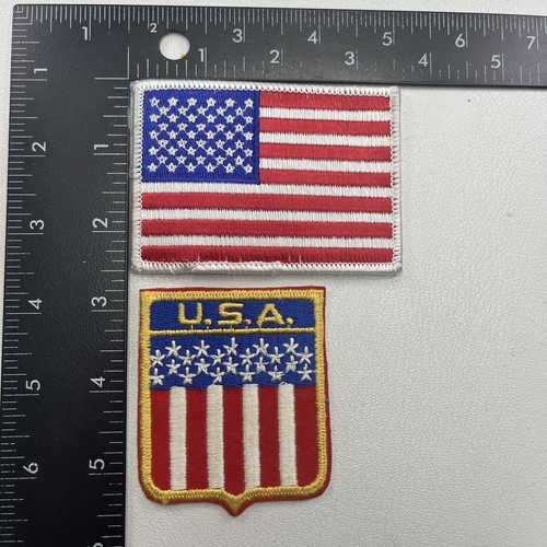 2 Patches USA SHIELD + AMERICAN FLAG Patch Lot (Americana Patriotic ...