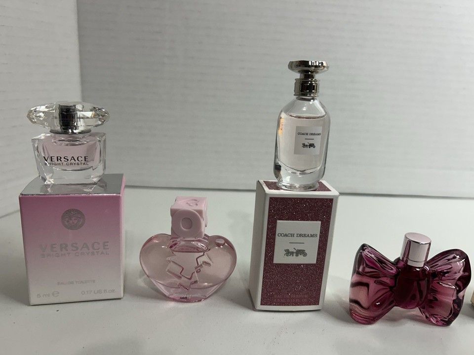 Collection Of Modern Miniature Perfumes Bottles Coach,Versace,Lanvin ...