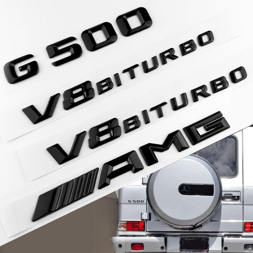 4pcs GEN2 G500 AMG V8 Biturbo Gloss Black Badge Emblem fits Mercedes ...