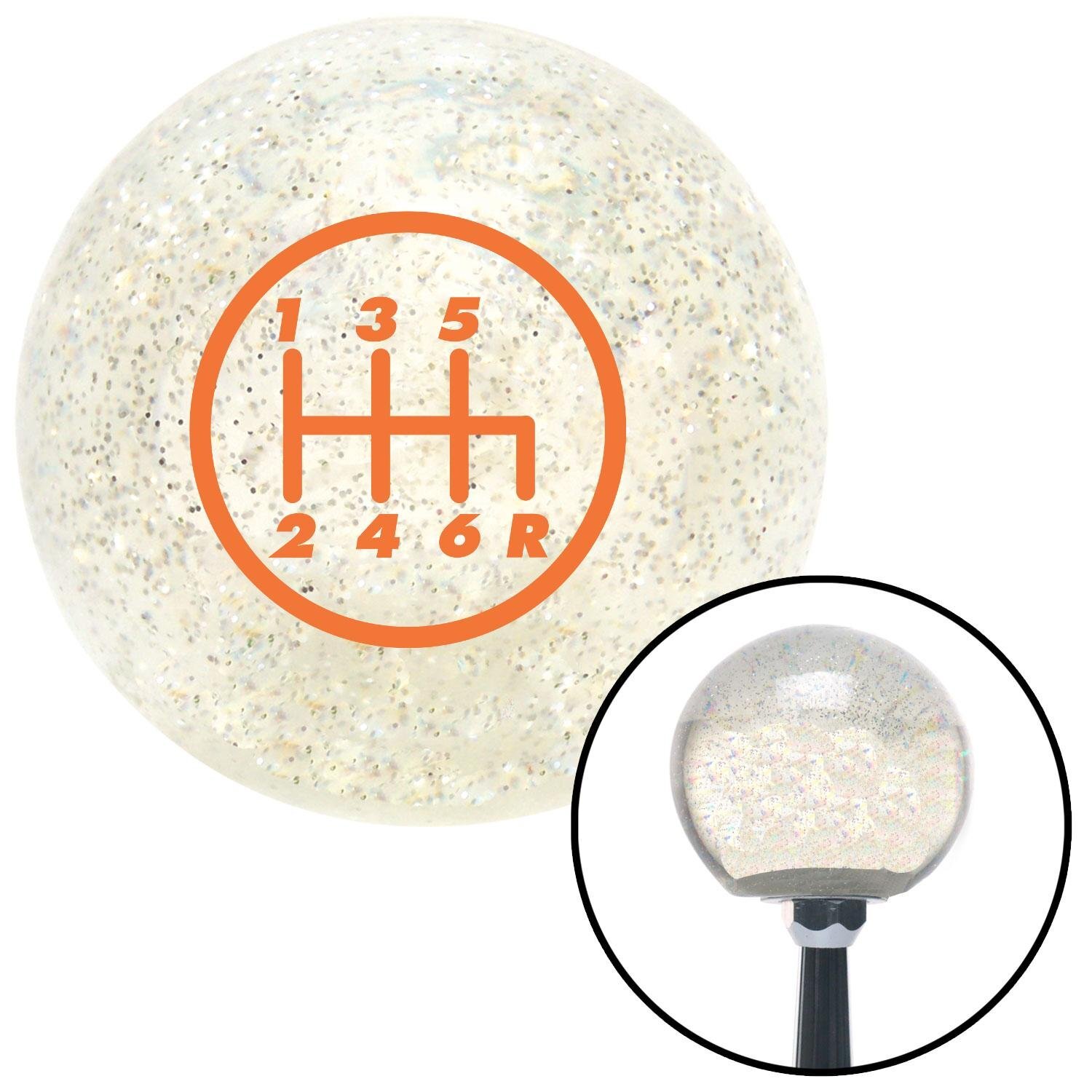 Orange 6 Speed Shift Pattern - 6RDR Clear Metal Flake Shift Knob M16 x ...