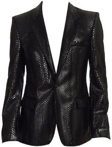 New Men's Black Print Snake Blazer 100% Real Lambskin Stylish Slim ...