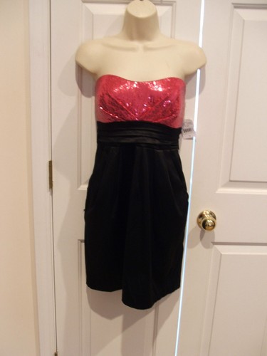 NWT Ruby Rex Black/ Pink Sequin Strapless Prom Party Cocktail Ocassion ...