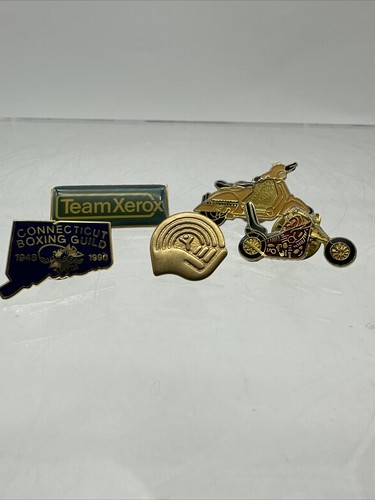 5 Vintage Lapel Pins - Motorcycles, Xerox- Boxing And United Way- P-9 ...