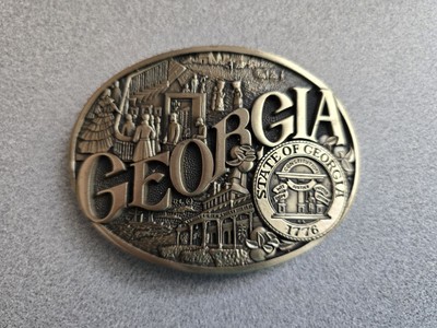 Georgia Belt Buckle State Of Georgia Solid Brass Vtg 80s Award Design ...