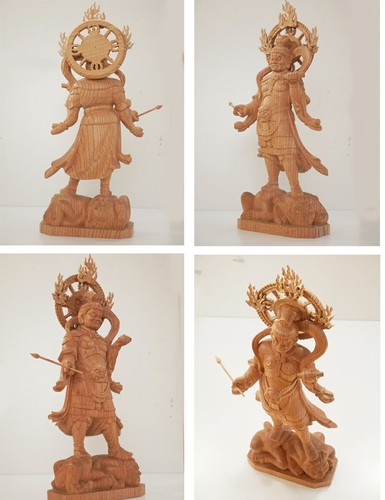 Four Heavenly Kings Wooden Buddha Statues – Japanese Kiyomizu Ware ...