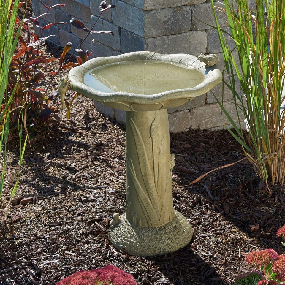 SmartSolar 20633R01 Acadia Solar Birdbath, Medium, Olive Green | eBay