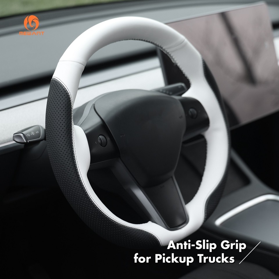 MEWANT DIY Hand Stitch Steering Wheel Cover Wrap for Tesla Model 3 2017 ...
