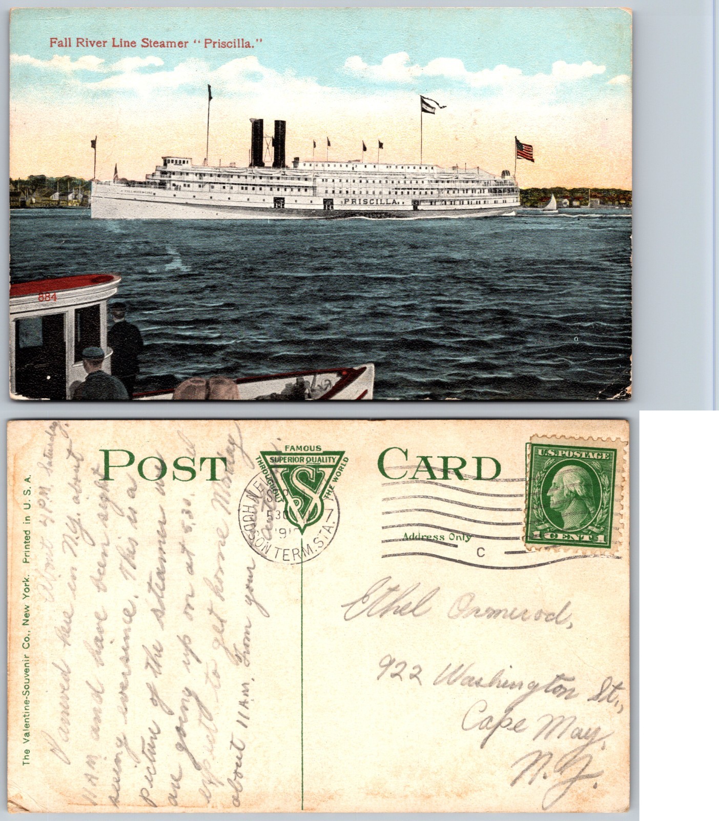 Fall River Line Steamer Priscilla Paddlewheel Ship Postcard | eBay