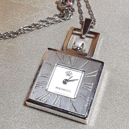 MIKIMOTO Pendant Watch with Pearl Silver Quartz JAL Logo – Working | eBay