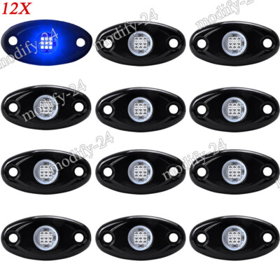 12X Blue LED Rock Lights Underbody Trail Rig Glow Lamp Offroad SUV ...