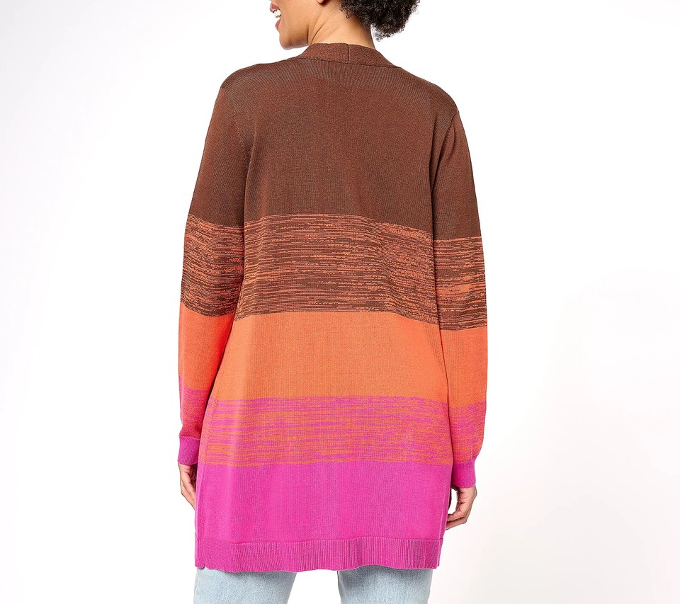 Belle by Kim Gravel Space Dye Colorblock Cardigan-Coffee Bean-1X-NEW ...
