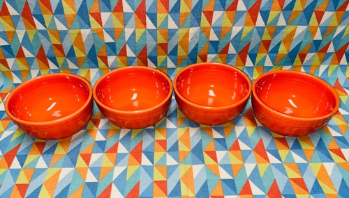NEW set of 4 FIESTA small BISTRO BOWLS Poppy Orange FIESTAWARE 22 oz ...