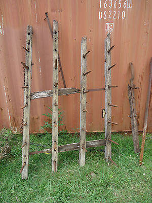 ANTIQUE WOODEN FRAMED STEEL SPIKE DRAG HARROW - VERY RARE FIND... | eBay