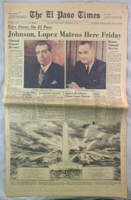 Original Newspaper 9-25-1964 El Paso Texas President Johnson LBJ Mateos ...