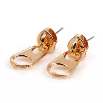 Rockabilly Gold Zipper Earrings - Fun & Unique Jewelry - New | eBay