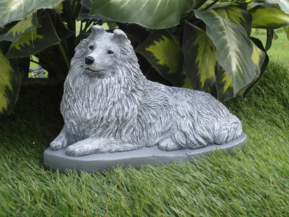 Concrete Statue, Sheltie, shetland sheepdog, memorial grave marker ...