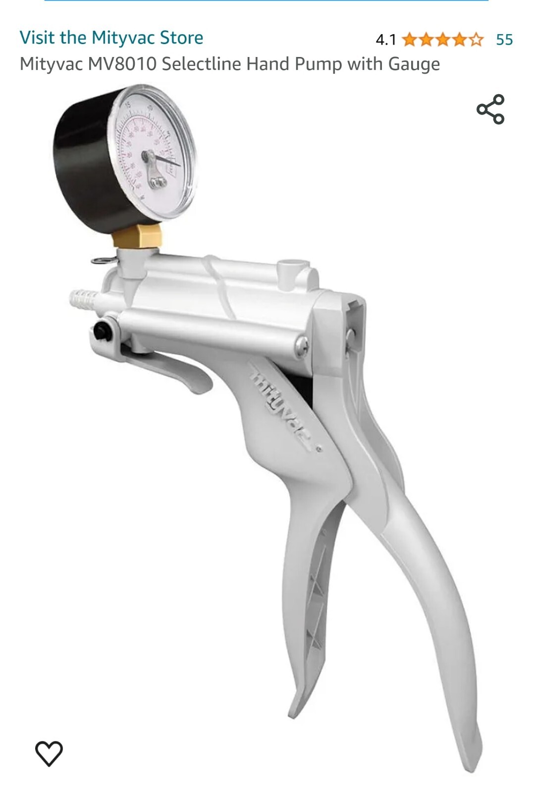 Mityvac MV8010 Selectline Hand Pump with Gauge | eBay