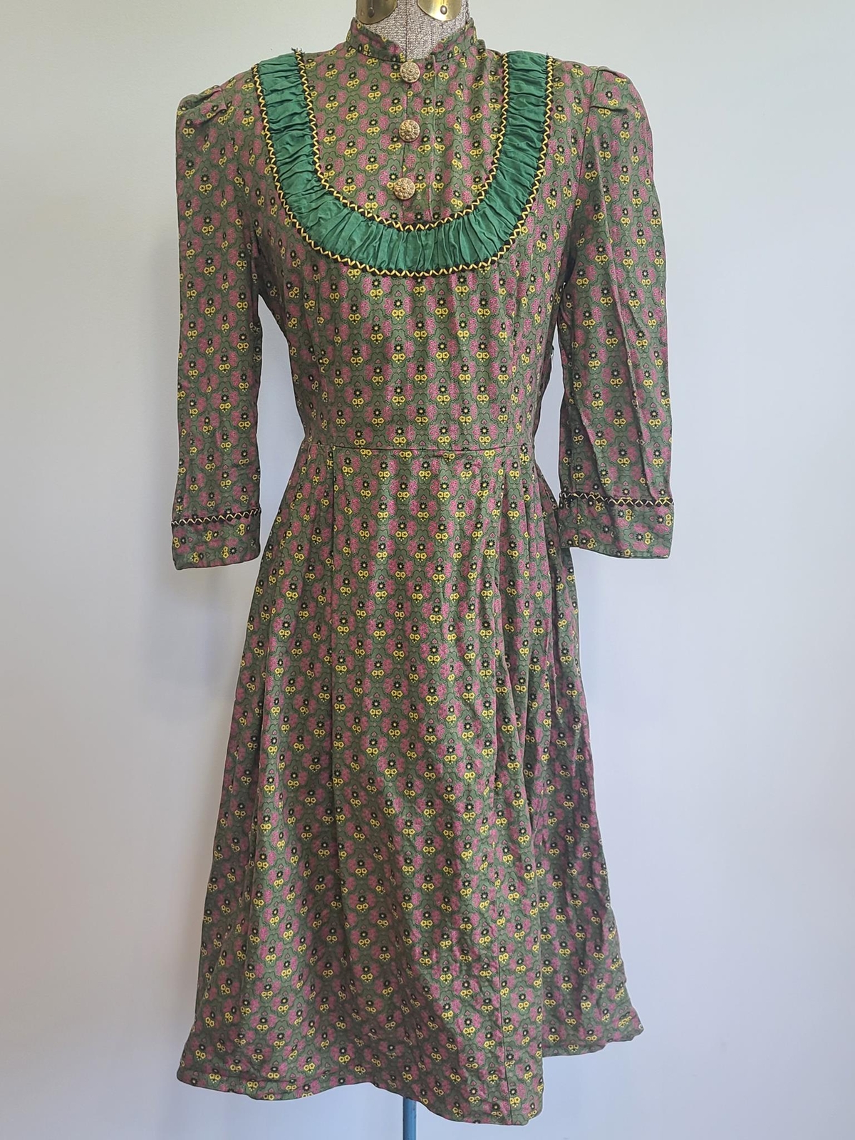 Vintage 1940s 1950s German Print Dirndl Dress Oktober… - Gem