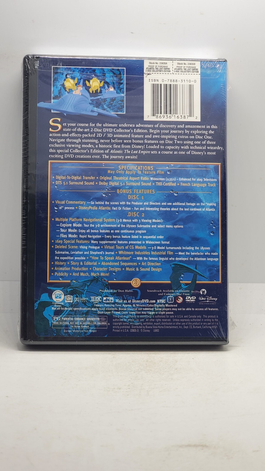 Atlantis: The Lost Empire (DVD, 2002, 2-Disc Set, Special Edition) for ...