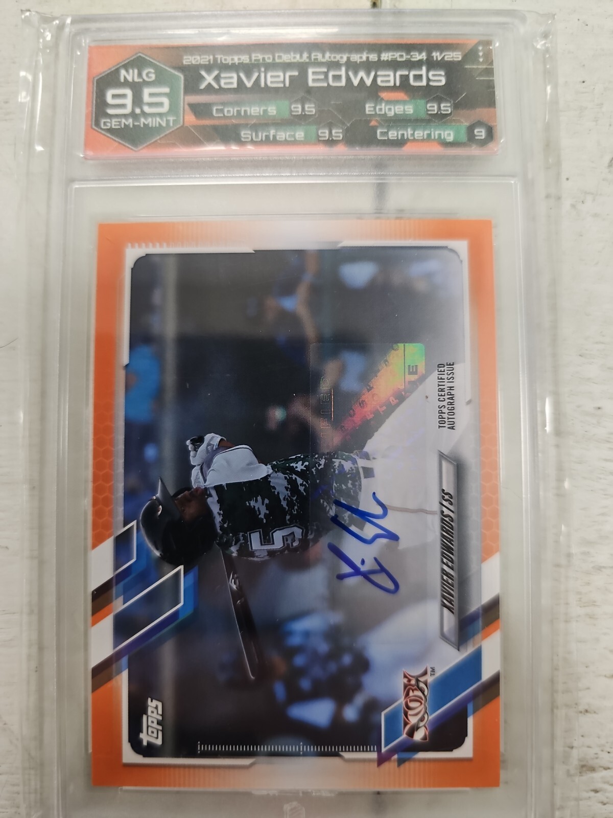 Xavier Edwards Topps Pro Debut Autograph 11/25. Graded 9.5. Marlins ...