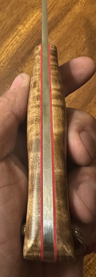 Bark River Aurora 2 CPM-3V, Dark Curly Maple Mosaic Pins And Red Liners ...