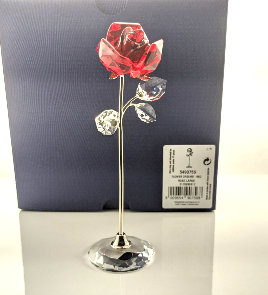 Swarovski Flower Dreams Crystal RED ROSE Large 5" 5490756 *Genuine ...