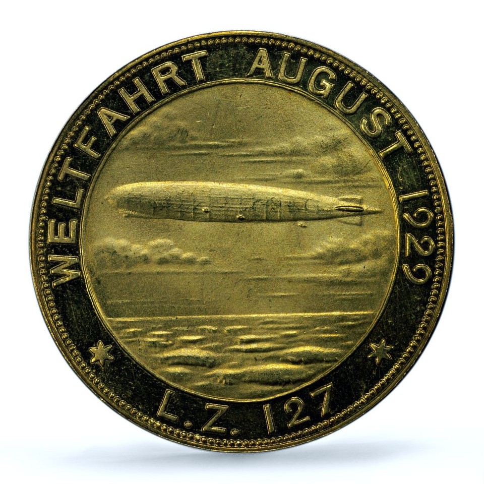 Germany Weimar Zeppelin Eckener Airship Aviation SP64 PCGS gold medal ...