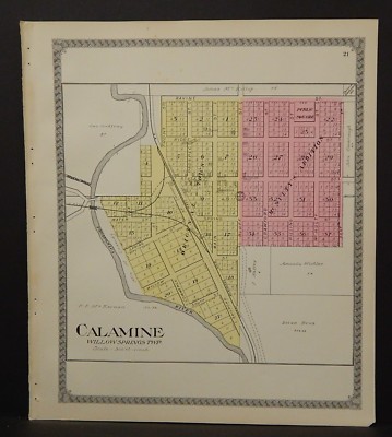 Wisconsin LaFayette County Map Calamine Township 1916 J18#44 | eBay