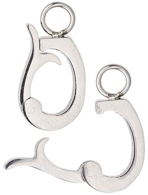 1 Stainless Steel 13x9mm Hinged Oval Enhancer Bail with Lock & 6.5mm ...