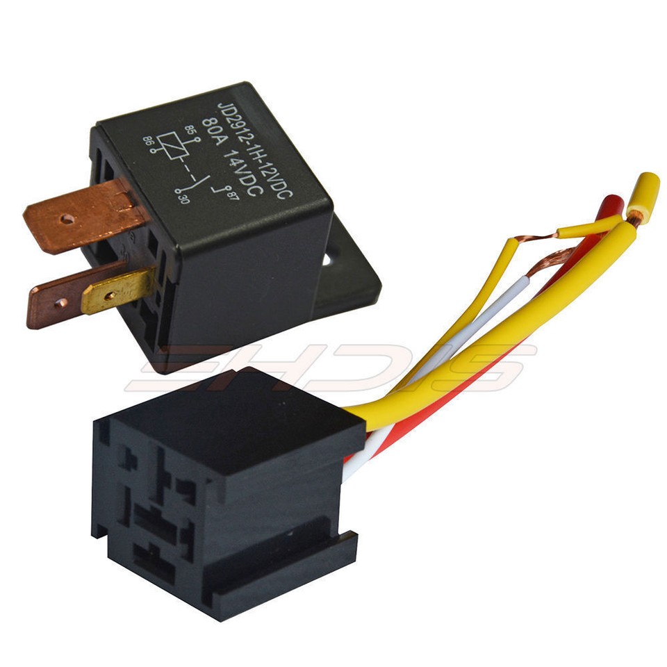 2 PCS Car Relay 4Pin DC 12V 80A Normally Open SPST Relay with 4 Wire ...