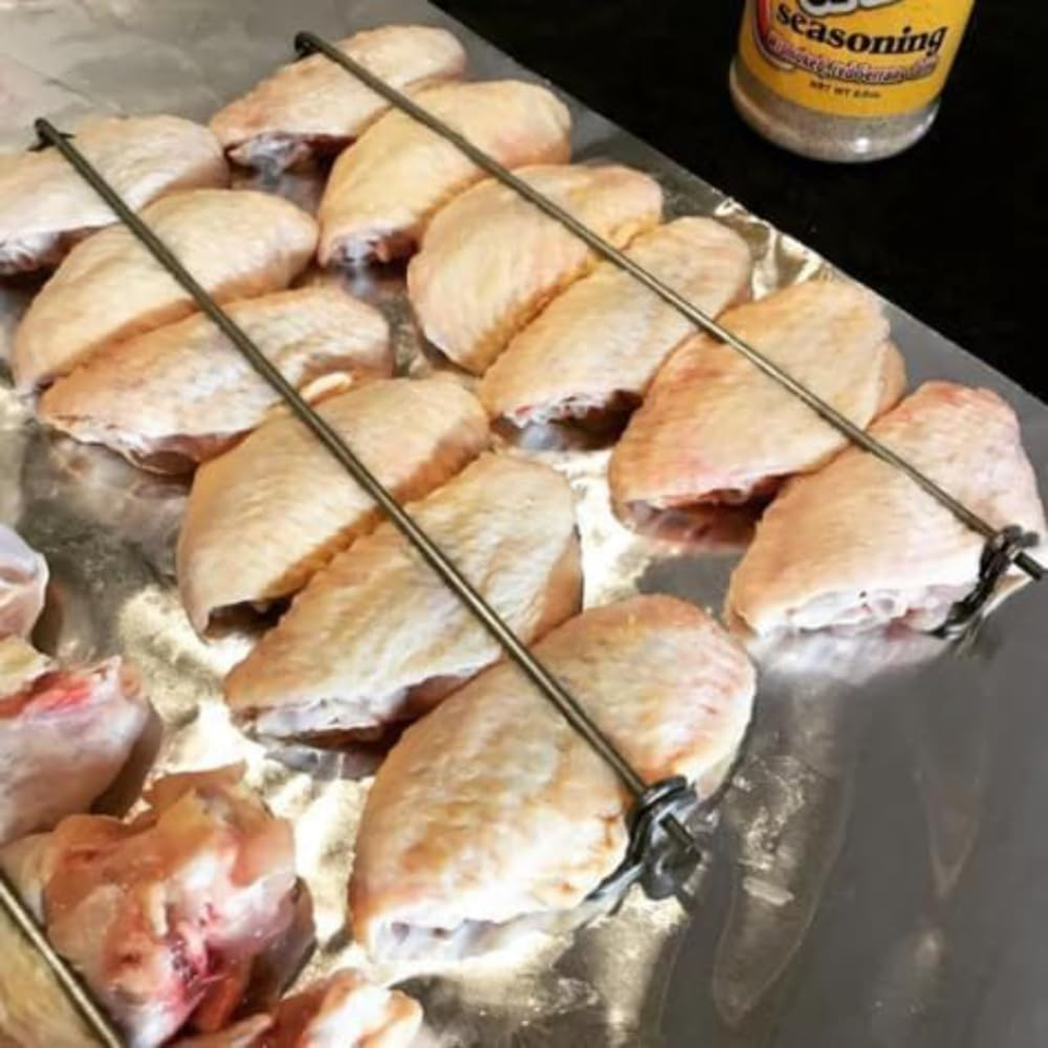 4 Pack Chicken Wing Fork, Clamping Wing Rails for Grilling Chicken ...