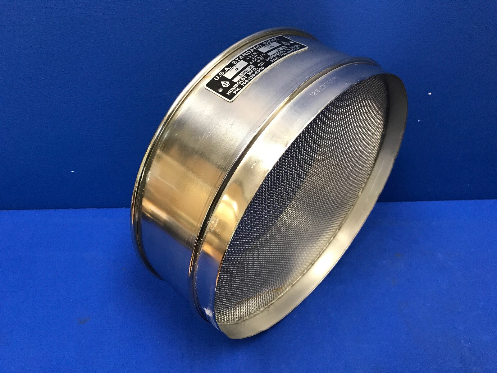 HUMBOLDT No. 12 USA Standard Testing Sieve, STAINLESS STEEL 12"Dia x 3 ...