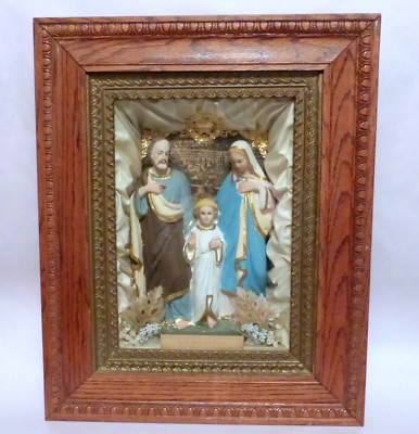 1800s Pope Pius VII Catholic Holy Family Wood Glass Shadow Box Jesus ...