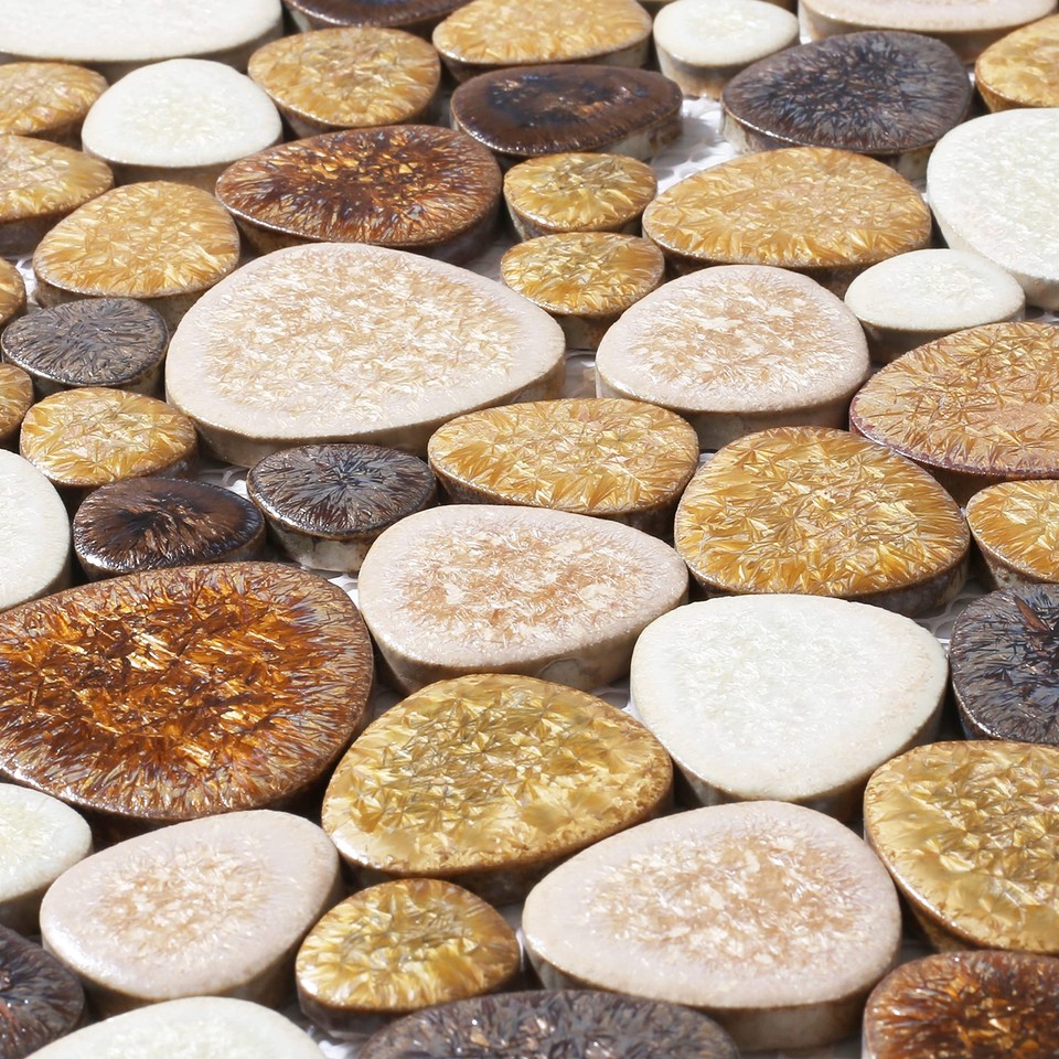 Yellowstone Matte Pebbles Mosaic Tile for Shower Floor Bathroom Floor ...