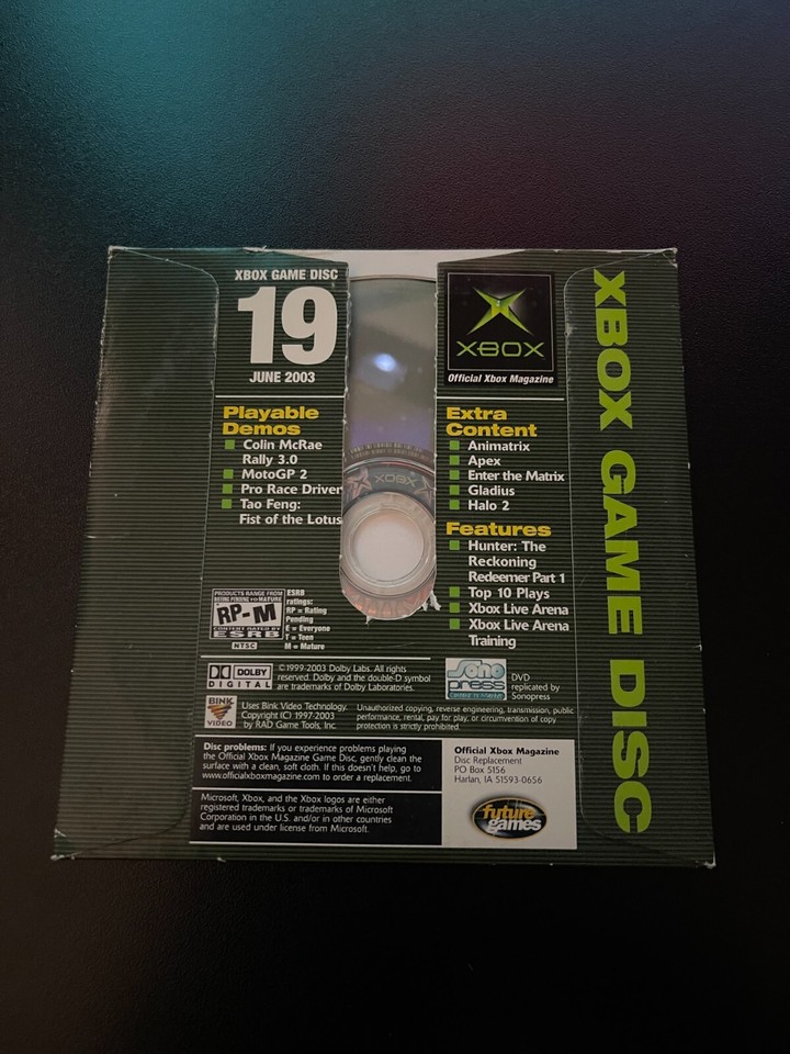 Official Xbox Demo Disc June 2003 Disc 19 Disc+ Sleeve Rare Halo 2 ...