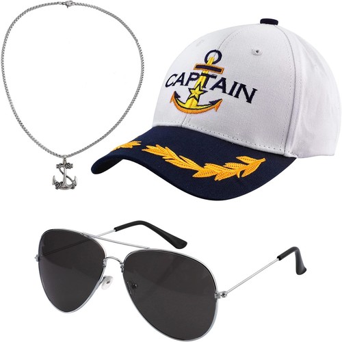 Funny World Captain Hat Sailor Costume Boat Yacht Accessories Set White ...
