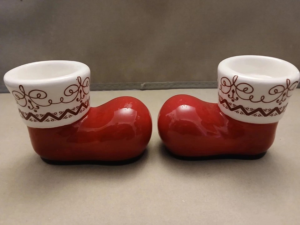 SANTA BOOTS CHRISTMAS DECORATION TEA LIGHT CANDLE HOLDERS | eBay UK