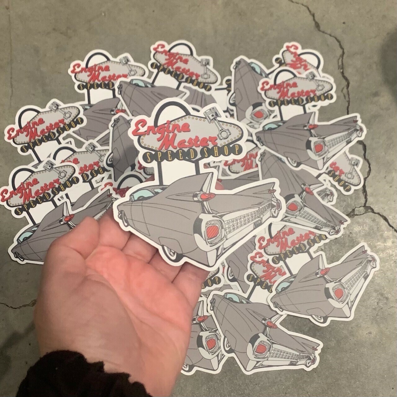 Engine Master EMA-CadSticker Speed Shop Cadillac Sticker 11Cm x 10Cm ...