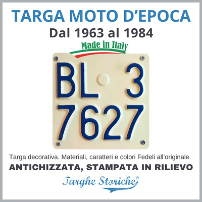 Targa Decorativa Moto dal 1963 al 1984 Colorazione ANTICHIZZATA stile ...