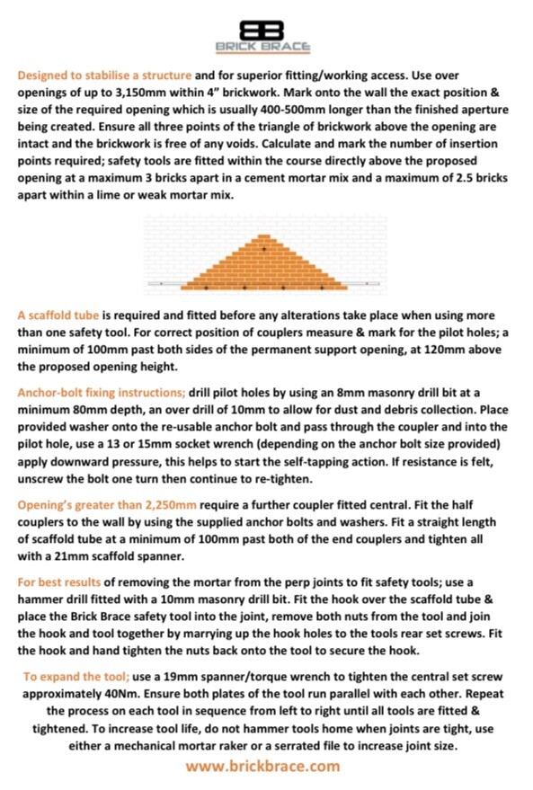 BRICK BRACE SAFETY SYSTEM 1/2 SET, NO IMPEDING STRONG,BOY,ACROW, PROP ...