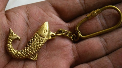 Nautical Fish Shape Key Ring Brass Unique Style Key Ring Ship Dec Gift ...