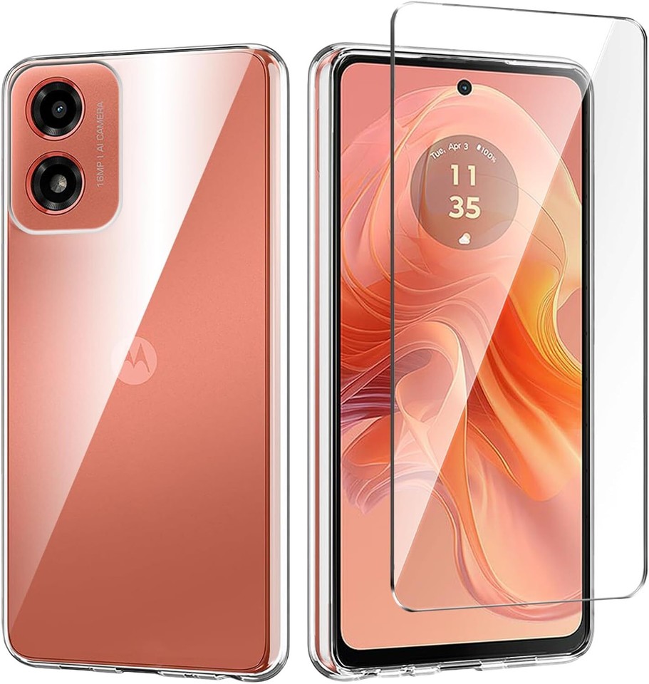 For Motorola Moto E14 Case, Slim Clear Silicone Phone Cover & Screen ...