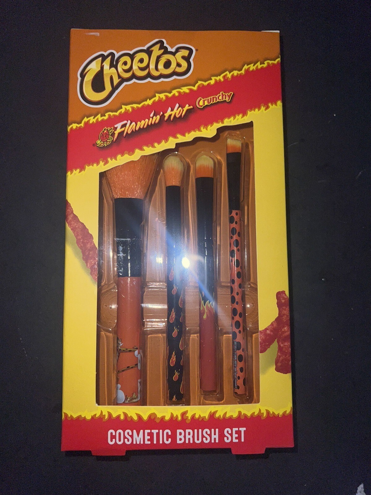 Cheetos Flaming Hot Cosmetic Brush Set Chester Crunchy Orange | eBay