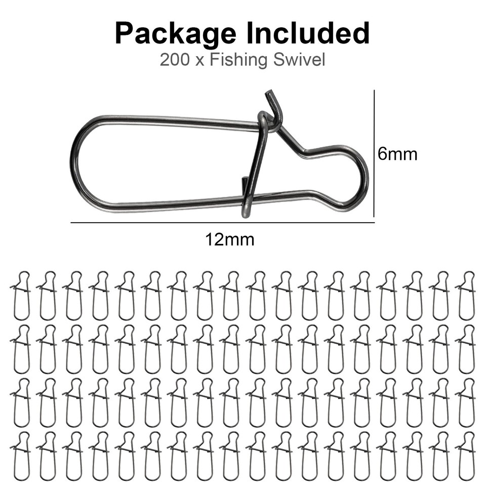 200Pcs Fishing Snap Clip Duo Lock Snaps 24LB Stainless Quick Change ...