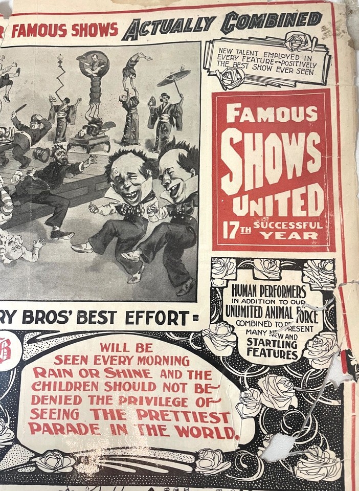 VERY RARE antique 1800's Century Bros circus parade illustrated ...